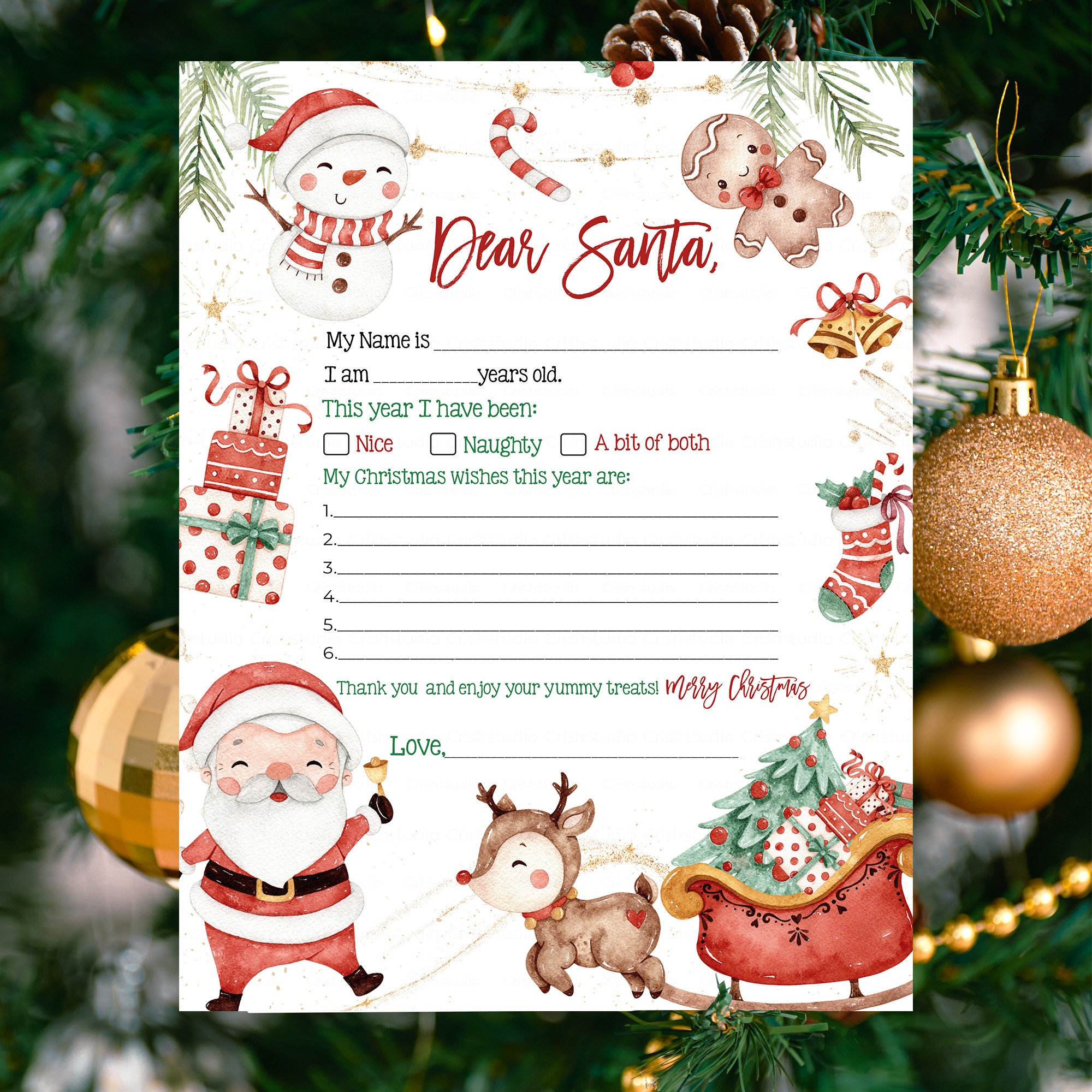 Carta a Santa imprimible Carta fácil de imprimir a Santa Carta - Etsy ...