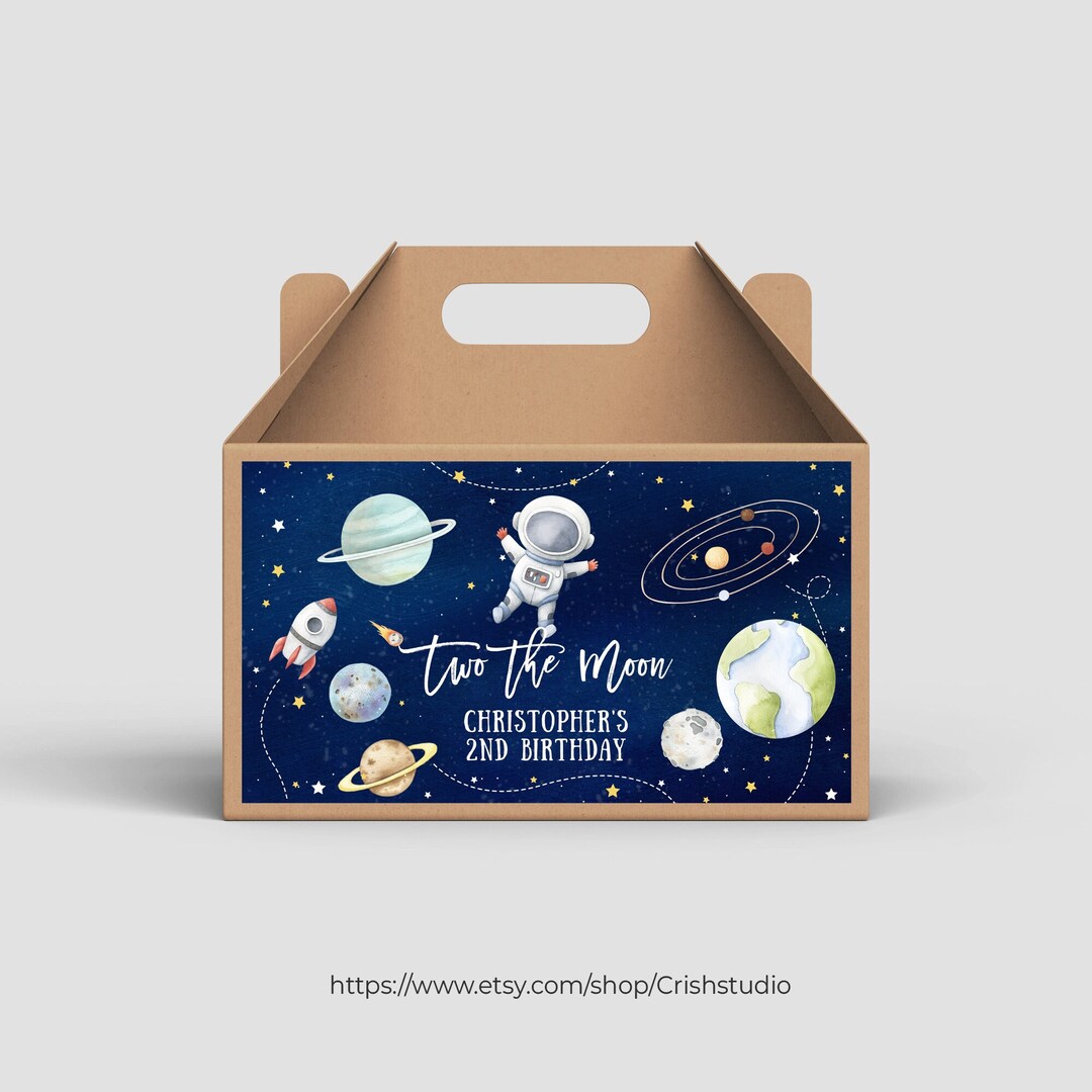 EDITABLE Two the Moon Box Label Candy Box Gable Box Labels Custom Boxes ...
