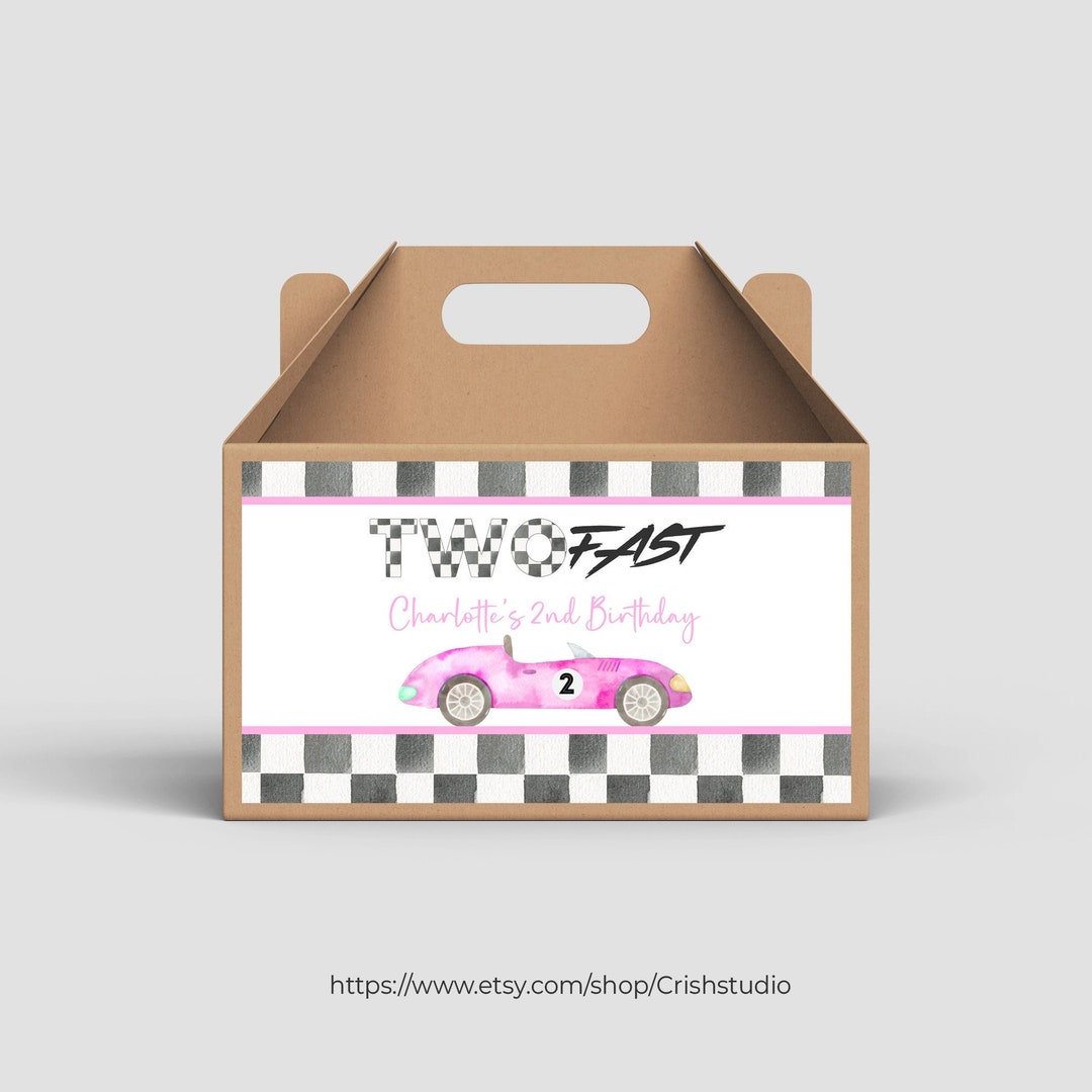 Two Fast Box Label Two Fast Girl Editable Two Fast Birthday Decoration ...