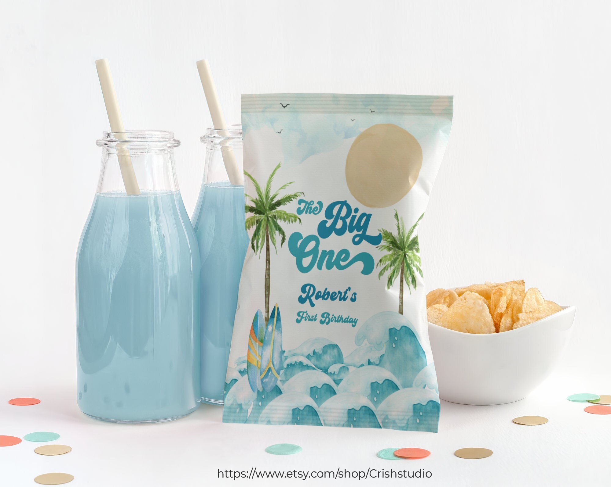 The Big One Birthday Chip Bag Editable Chip Bag Template the Big One ...