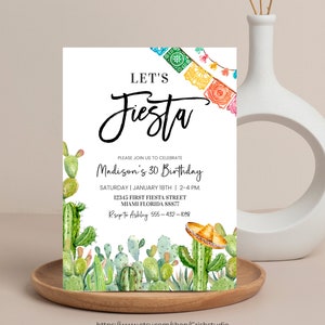 Fiesta Birthday Invitation EDITABLE ANY AGE Fiesta Modern Birthday ...