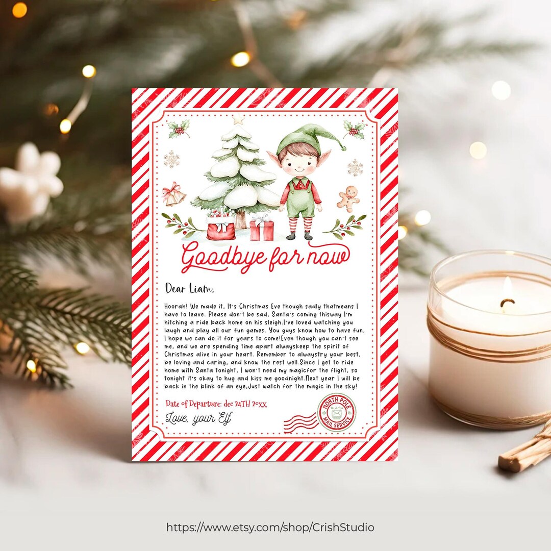 Editable Elf Goodbye Letter, Elf Departureletter Elf Farewell Letter ...