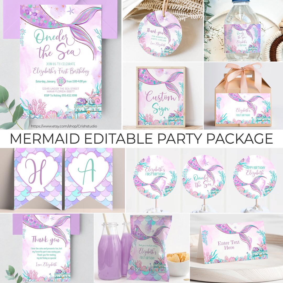 Editable Oneder the Sea Birthday Package Birthday Party Decor Party ...