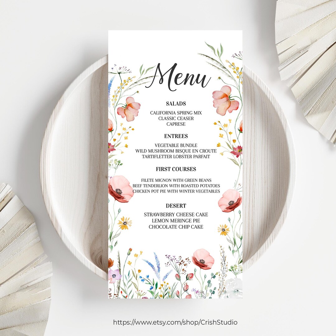 EDITABLE Baby in Bloom Baby Shower Custom Menu Baby in Bloom Labels ...