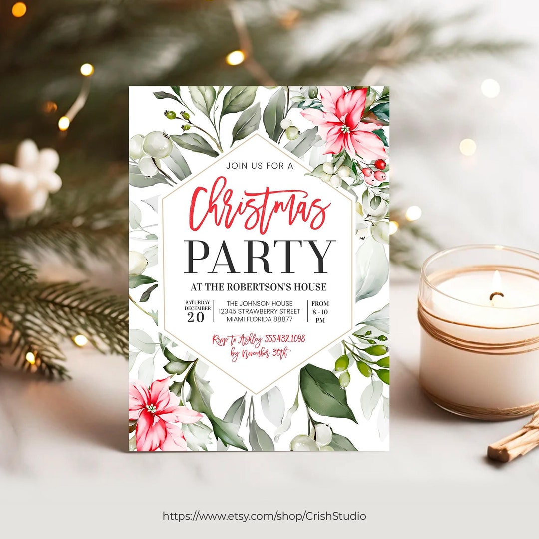 Editable Christmas Invitations, Christmas Party Invitation, Friends ...