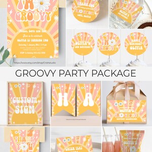 Editable Two Groovy Invitation Groovy 2nd Birthday Invite Pink Daisy ...