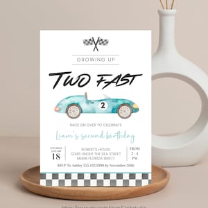 Editable TWO Fast Birthday Invitation Race Car 2nd Birthday Invite ...