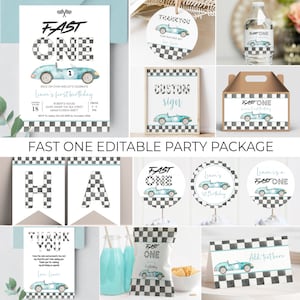 Editable Fast ONE Birthday Invitation Race Car 1st Birthday Invite ...