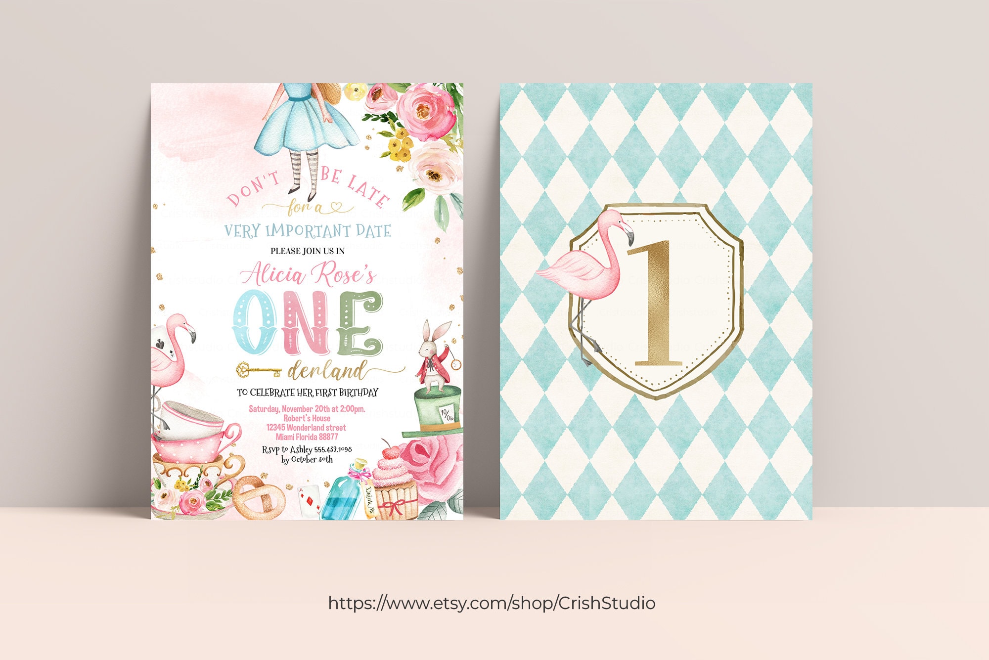 EDITABLE Alice in Onederland Invitation Winter Onederland Invitation ...