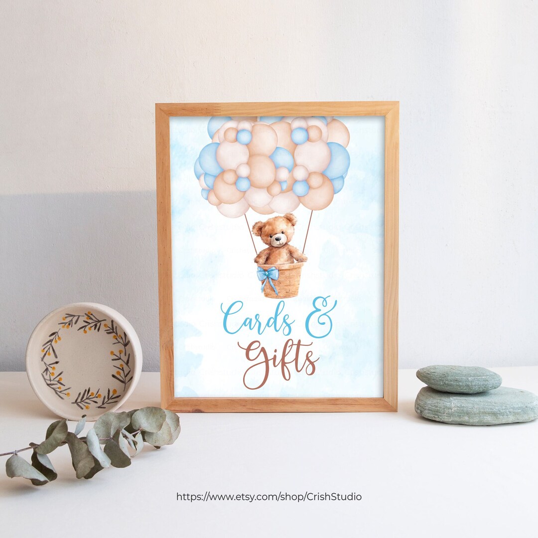 EDITABLE Teddy Bear Cards and Gifts Sign Teddy Bear Favors Brown Teddy ...