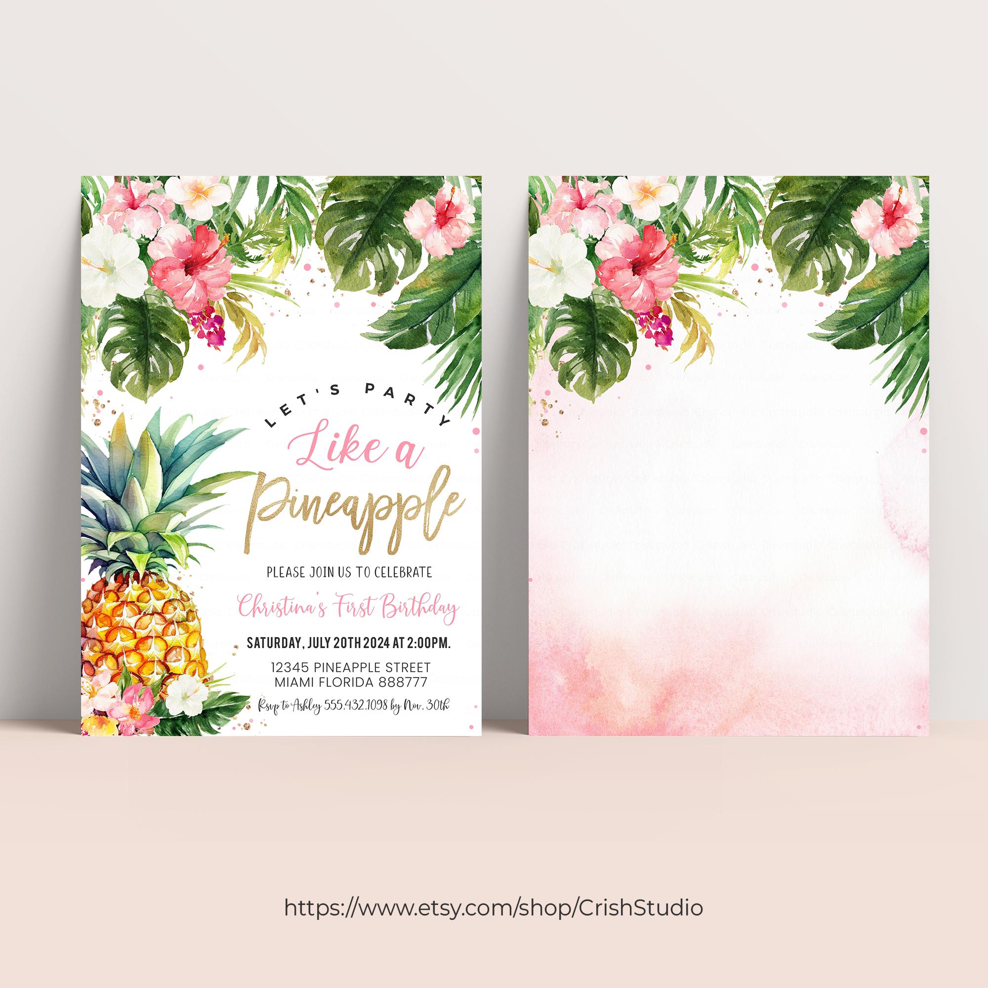 Editable Pineapple Birthaday Milestone Poster Pineapple Aloha Tropical ...