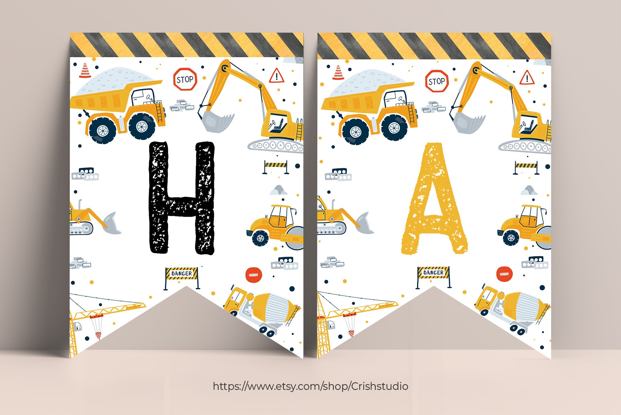 Editable Construction Favor Tags Dump Truck Digger Excavator - Etsy