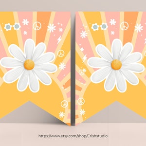 Editable Happy Birthday Banner Groovy Daisy Birthday Girl Party ...