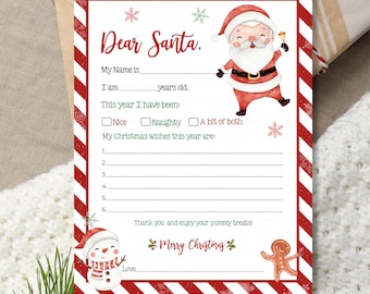 Printable Christmas Letter to Santa Easy to Print Santa Christmas Wish ...