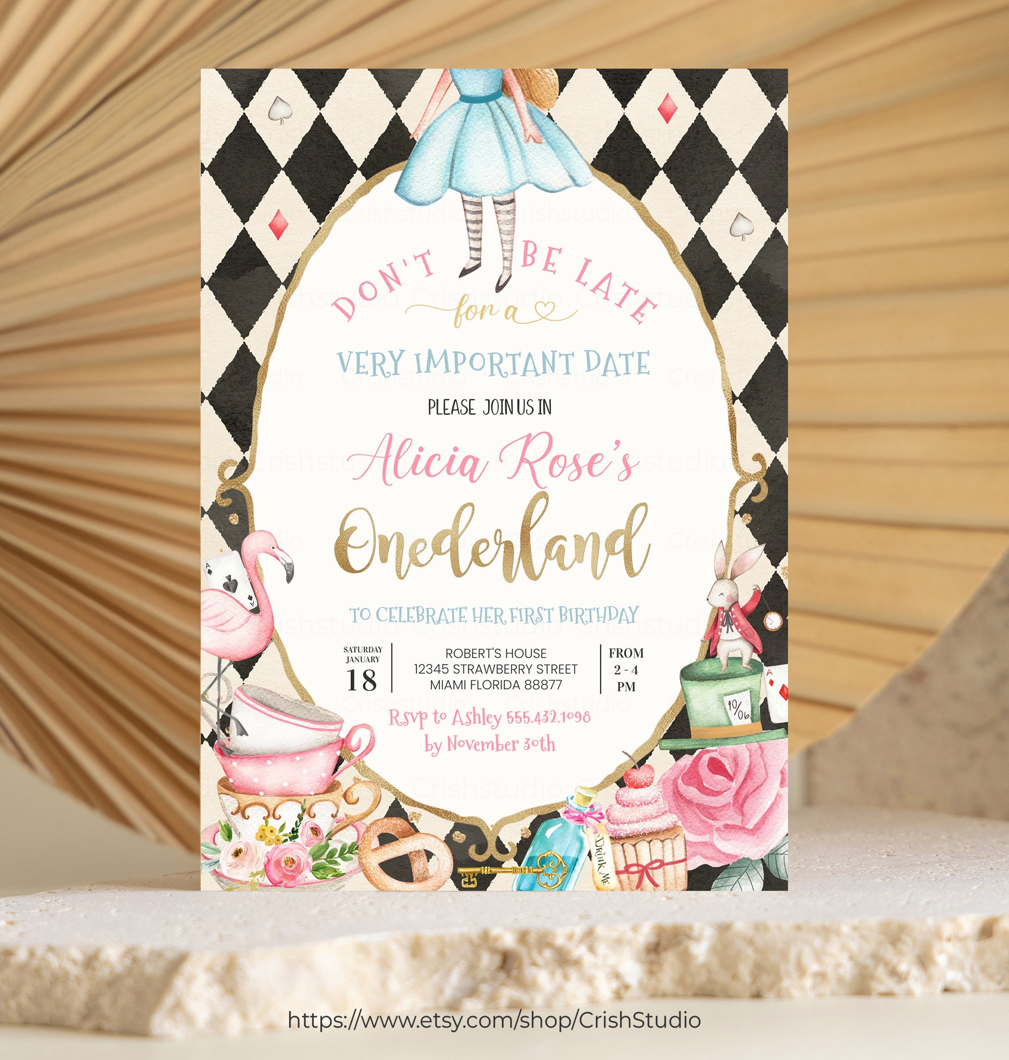 EDITABLE Alice in Onederland Invitation Winter Onederland Invitation ...