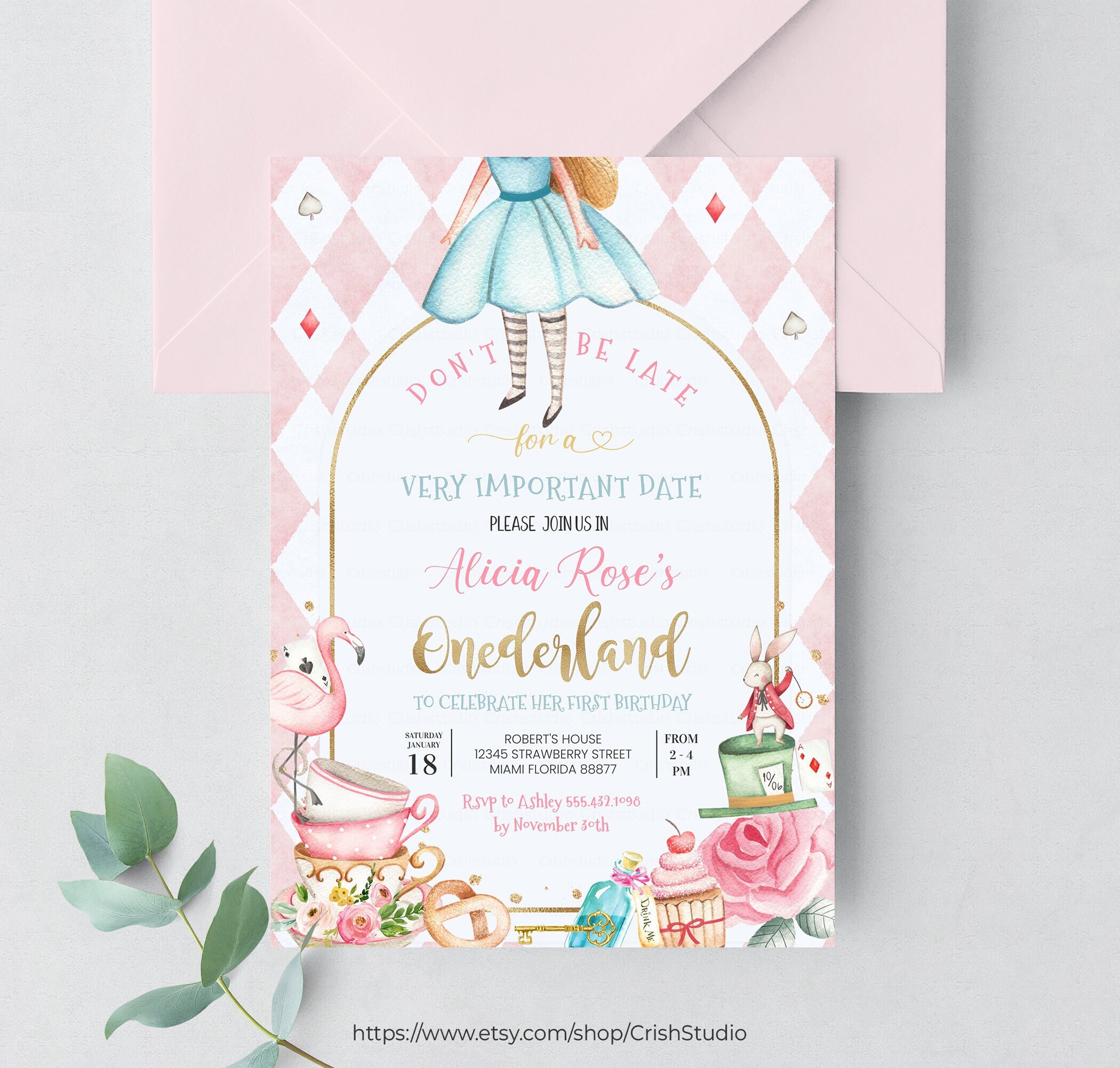 EDITABLE Alice in Onederland Invitation Winter Onederland Invitation ...