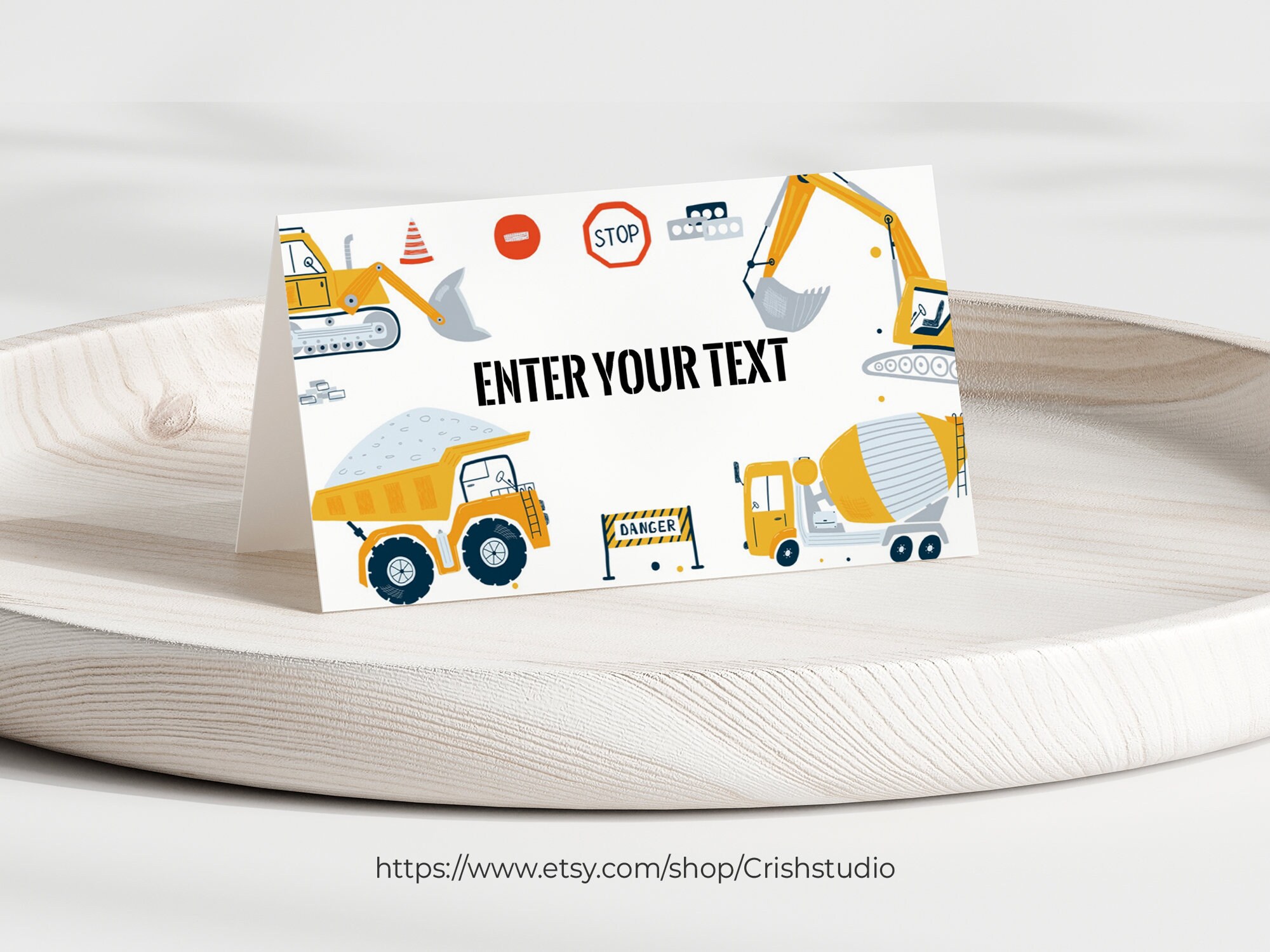 Editable Construction Favor Tags Dump Truck Digger Excavator - Etsy