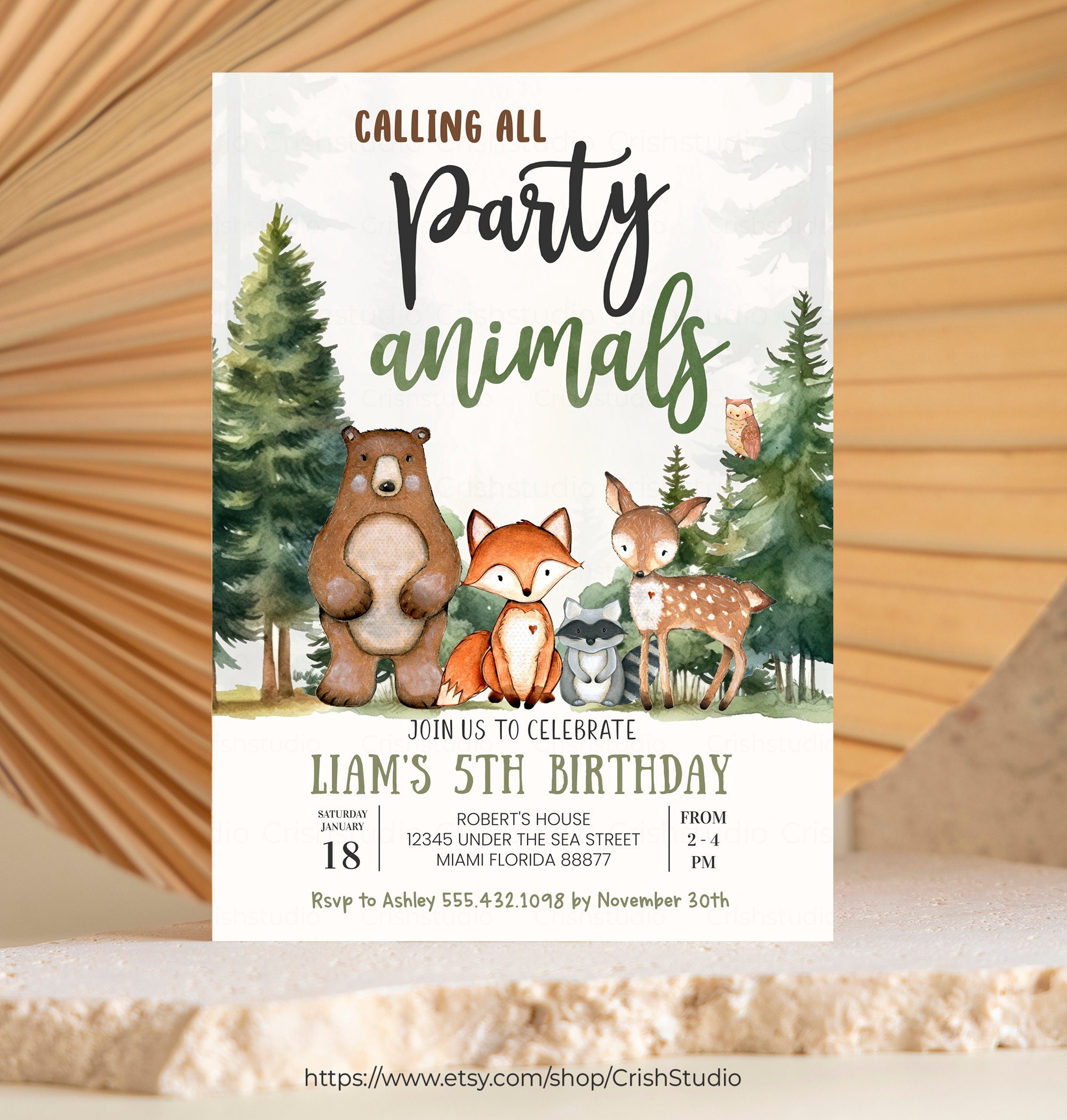 EDITABLE Woodland Invitation Woodland Animals Woodland Party Forest ...