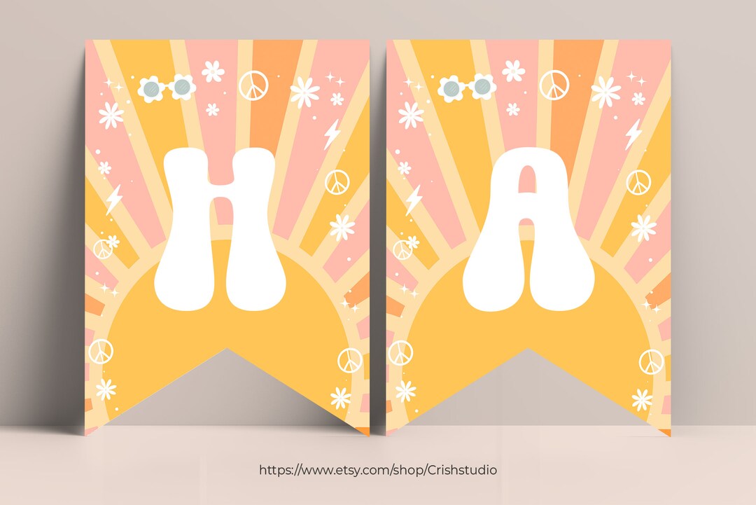 Editable Happy Birthday Banner Groovy Daisy Birthday Girl Party ...