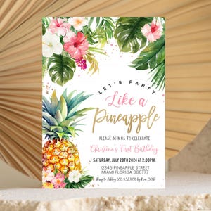 Editable Pineapple Birthaday Milestone Photo Poster Pineapple Aloha ...