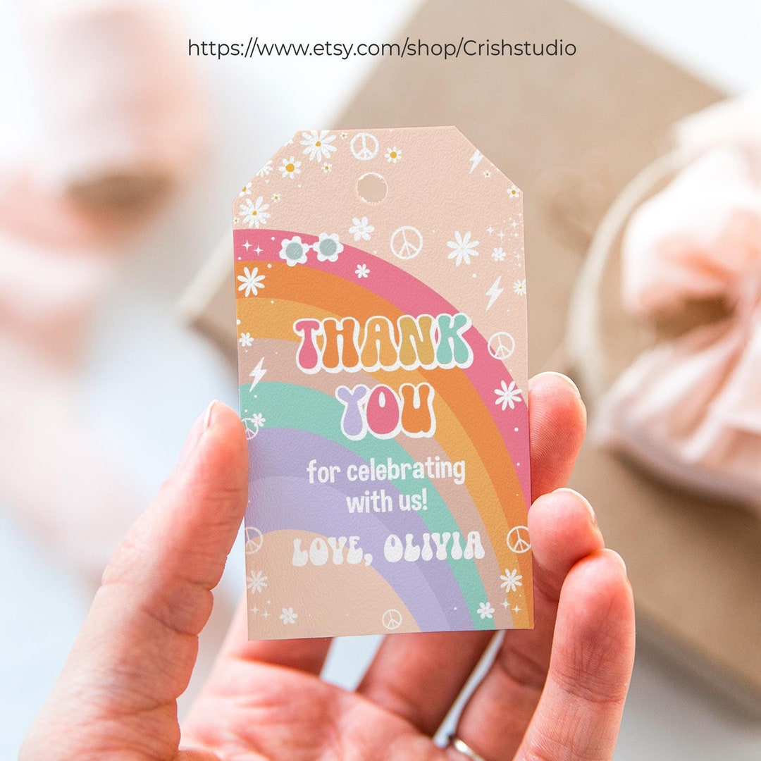 EDITABLE Groovy ONE Favor Tags First Birthday Groovy Party Thank You ...