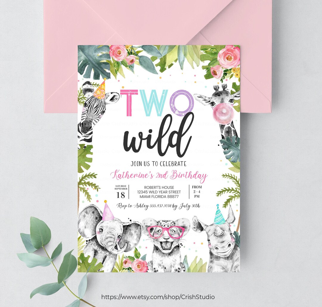 EDITABLE Two Wild Birthday Invitation Two Wild Invitation Second ...