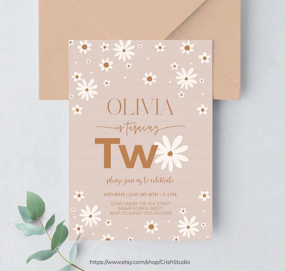 Daisy Birthday Invitation Editable Retro Daisy Boho Daisy 2nd Birthday ...