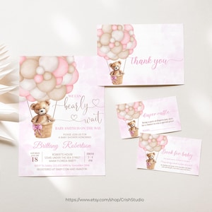 EDITABLE Teddy Bear Baby Shower Bundle Baby Girl Shower Bear Baby ...