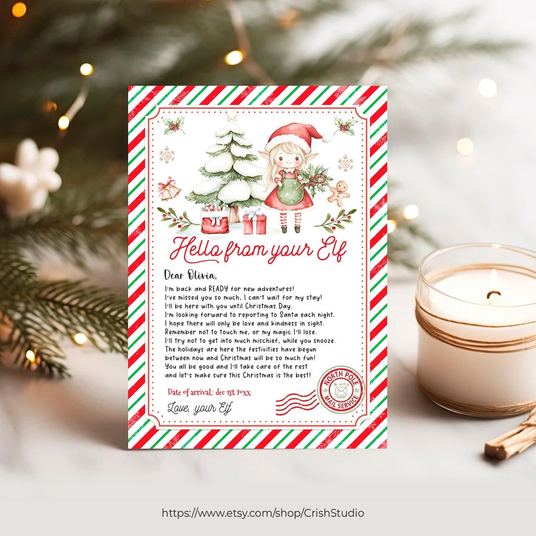 Editable Elf Arrival Letter, Elf Return Letter, Elf I'm Back Letter ...