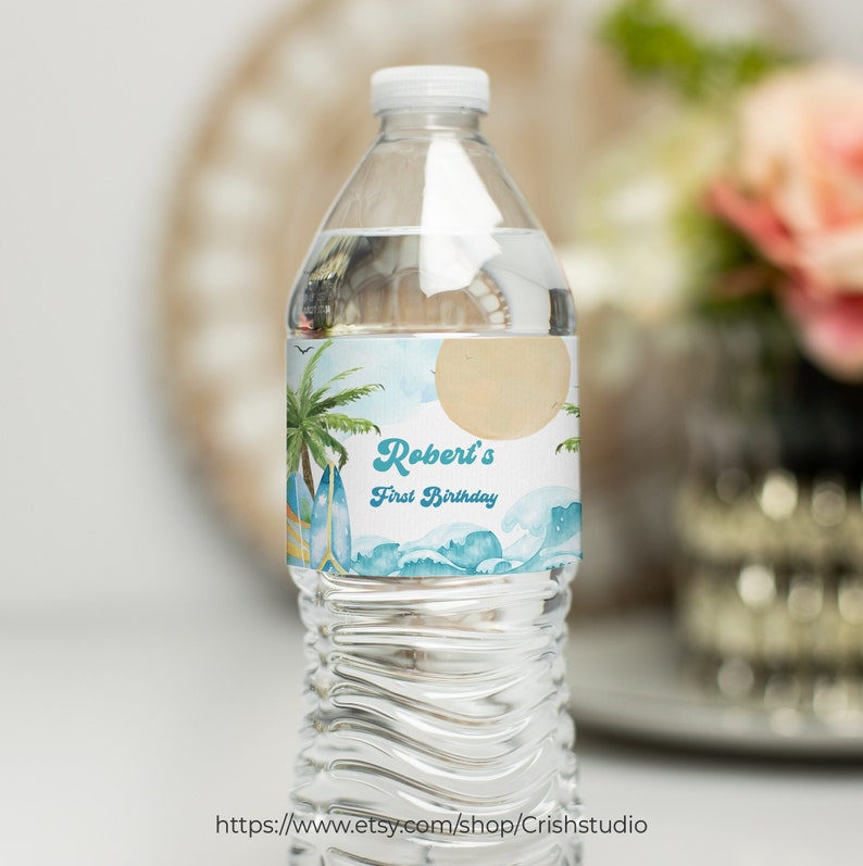 The Big One Birthday Water Bottle Labels Editable Water Bottle the Big ...
