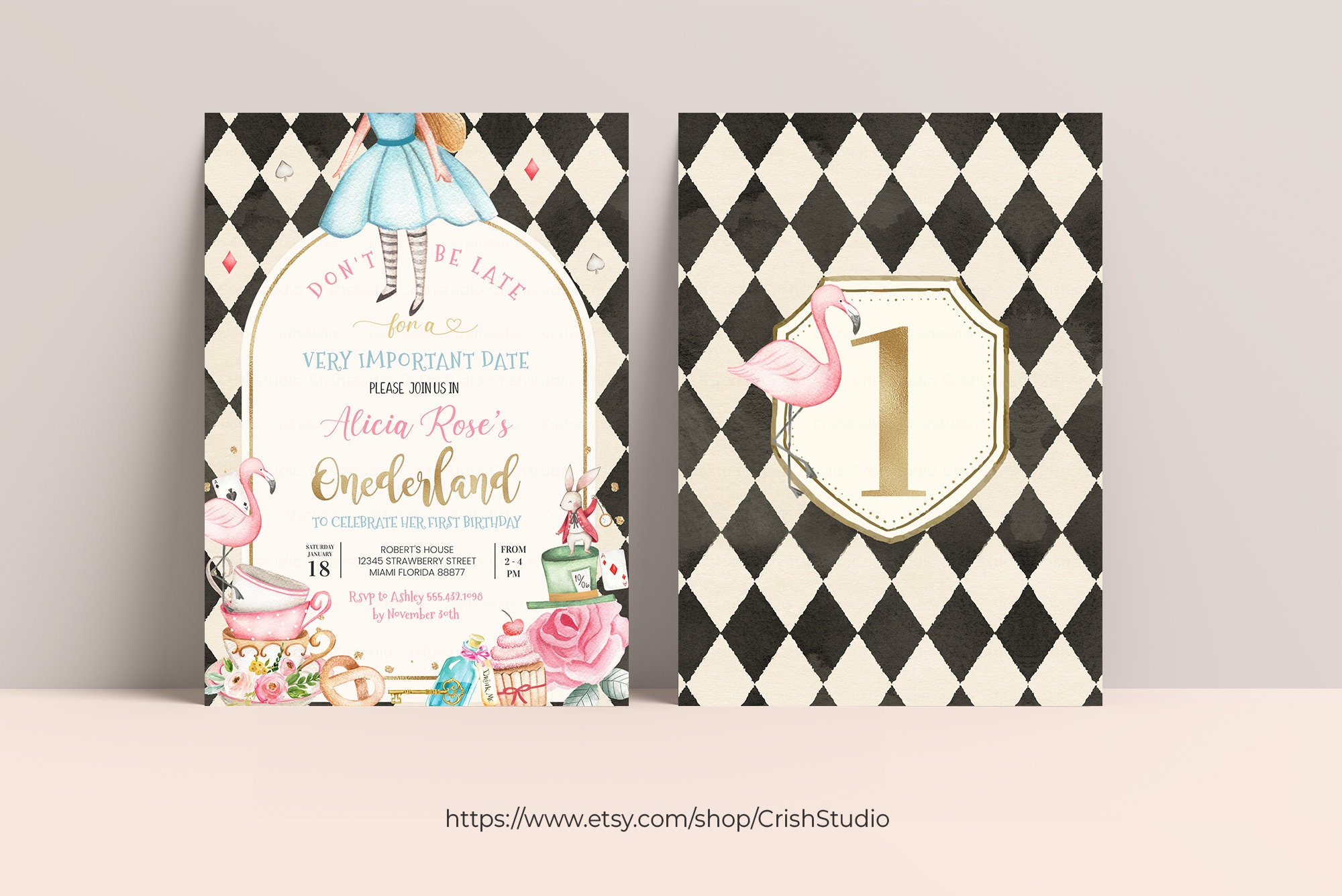 EDITABLE Alice in Onederland Invitation Winter Onederland Invitation ...