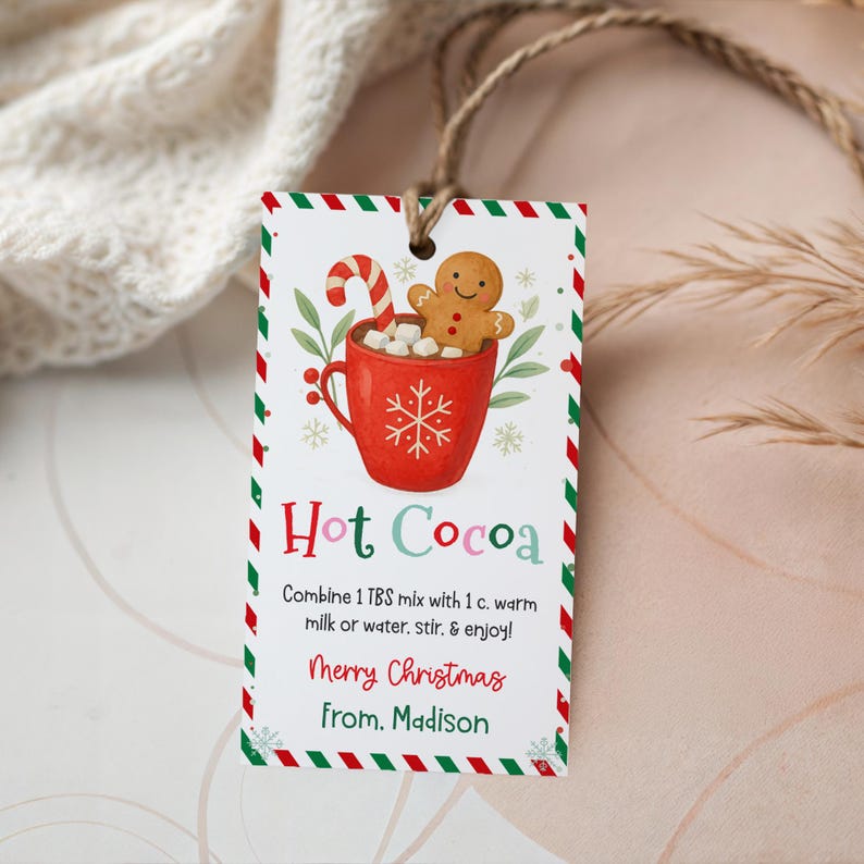 Editable Hot Cocoa Bomb Tags Hot Chocolate Tag Christmas Gift Tag Hot ...