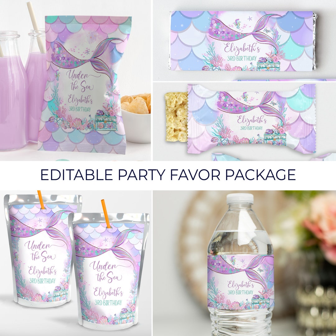 Editable Under the Sea Party Favors Package Birthday Party Decor Party ...