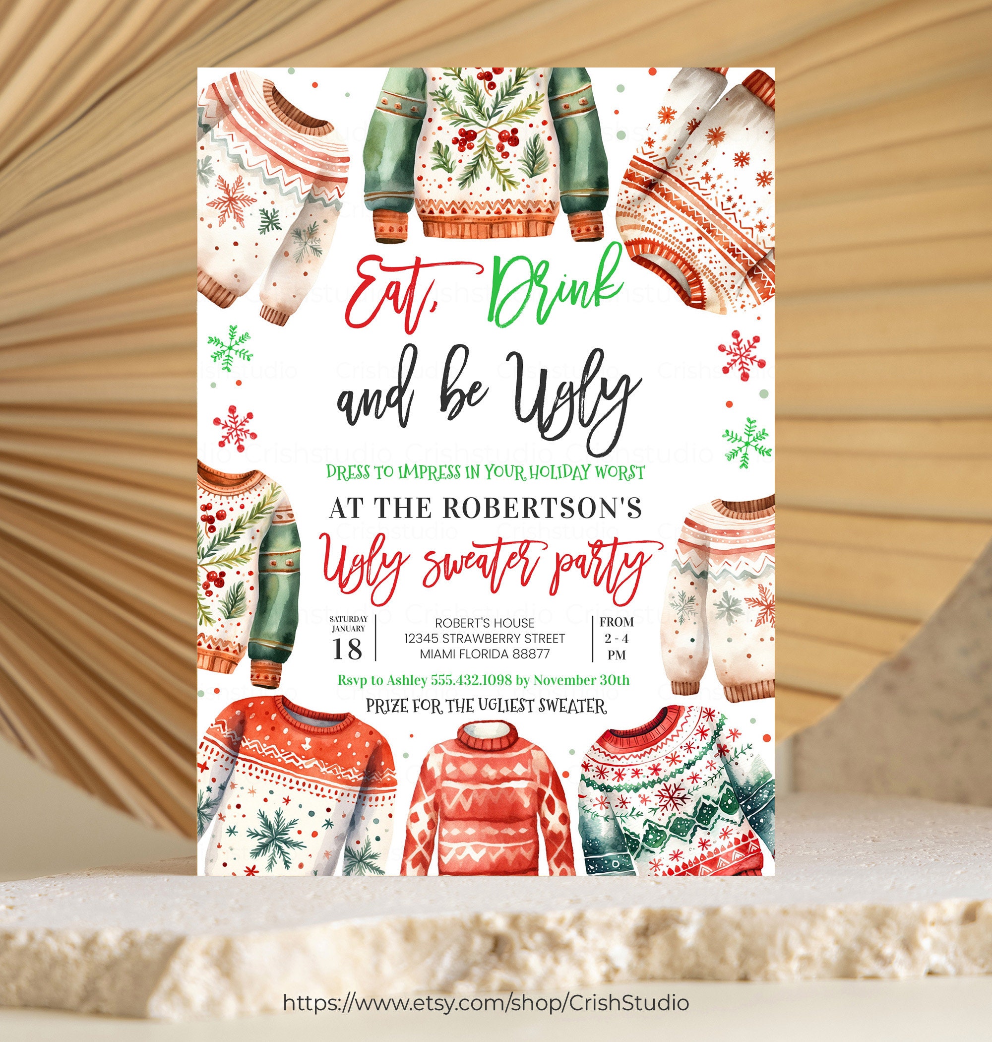 Ugly Sweater Party Invitation Ugly Christmas Sweater Invitation Ugly ...