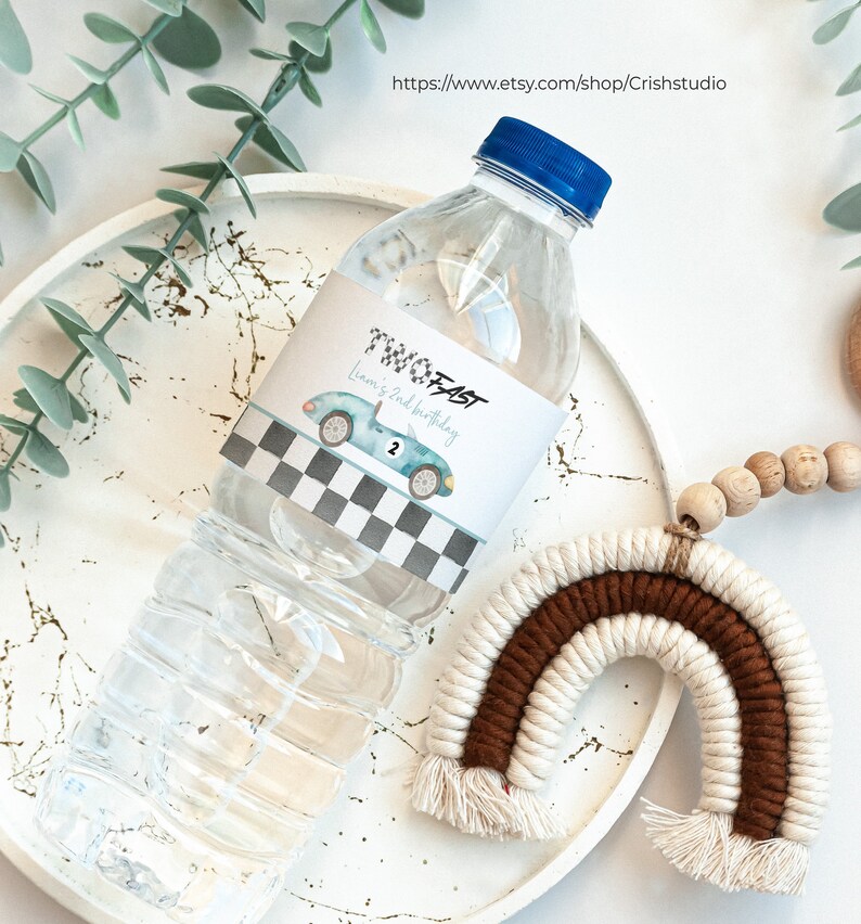 Editable Two Fast Juice Label Racecar Favor Drink Label Racing Car ...