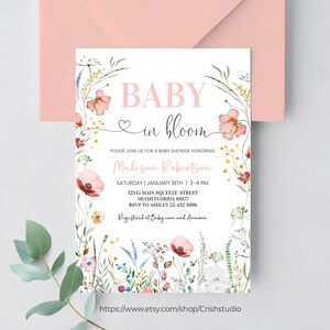 EDITABLE Baby in Bloom Baby Shower Water Bottle Labels Baby in Bloom ...