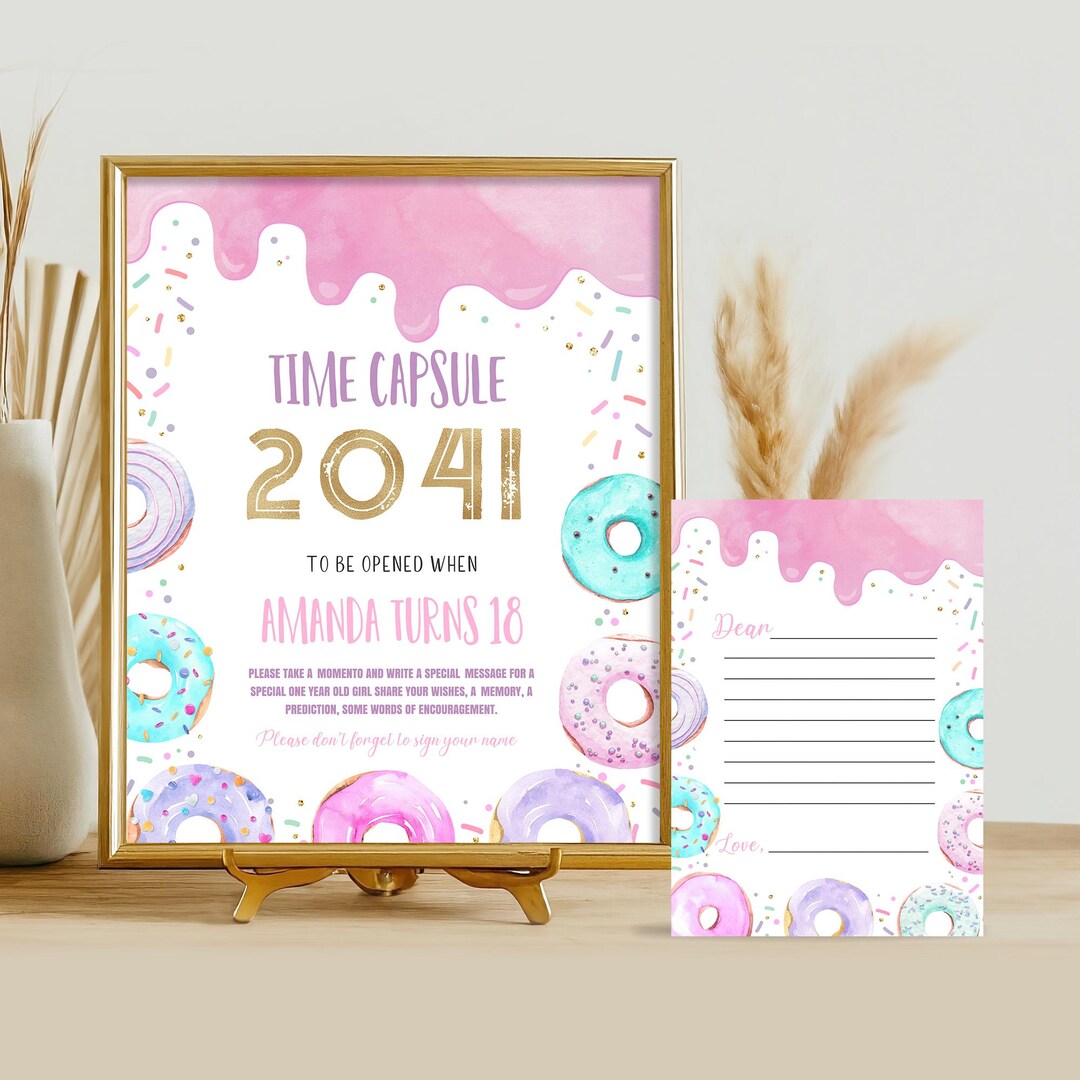 Editable Birthday Time Capsule Sweet One First Birthday Party Two Sweet ...