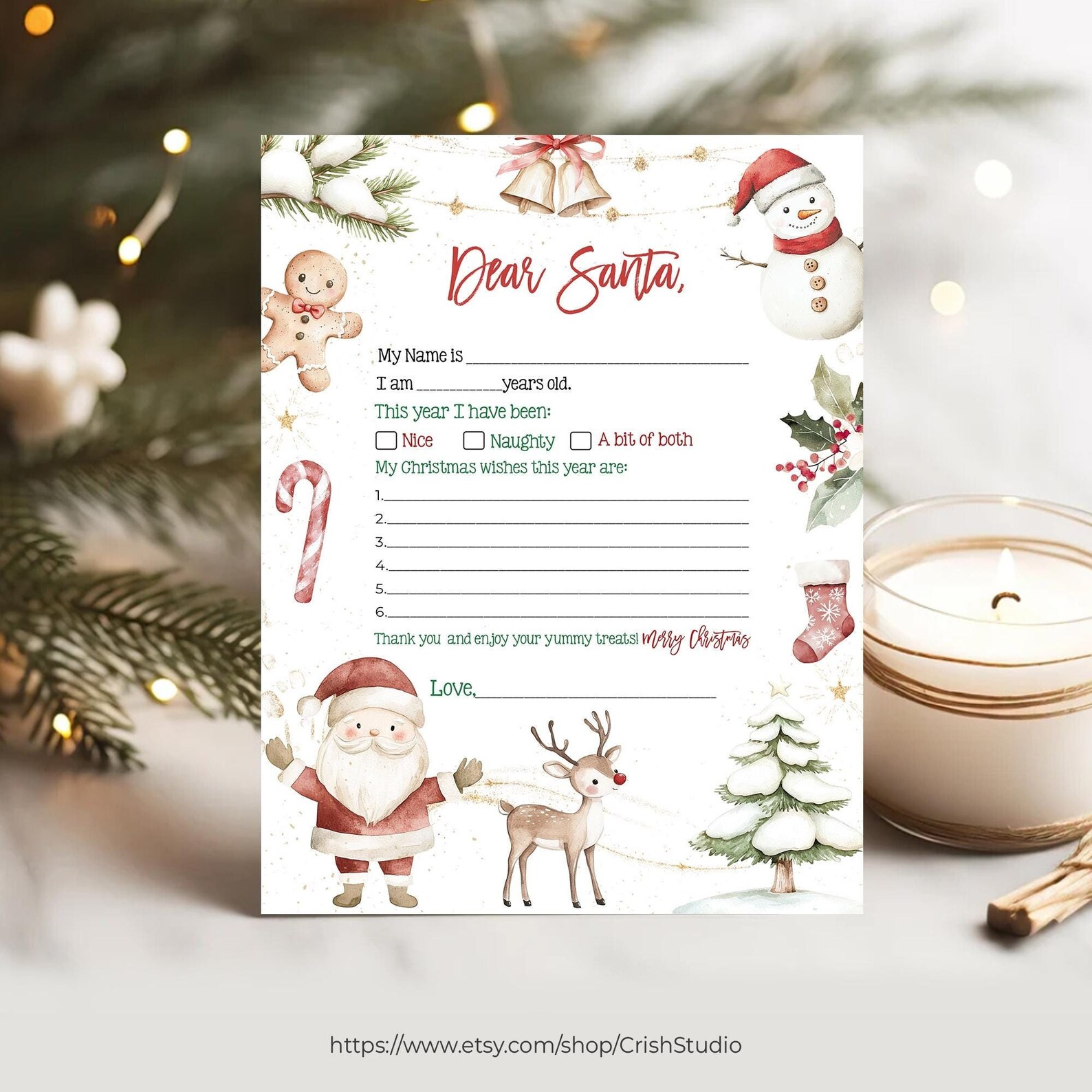 Letter to Santa Printable Easy to Print Letter to Santa Letter Instant ...