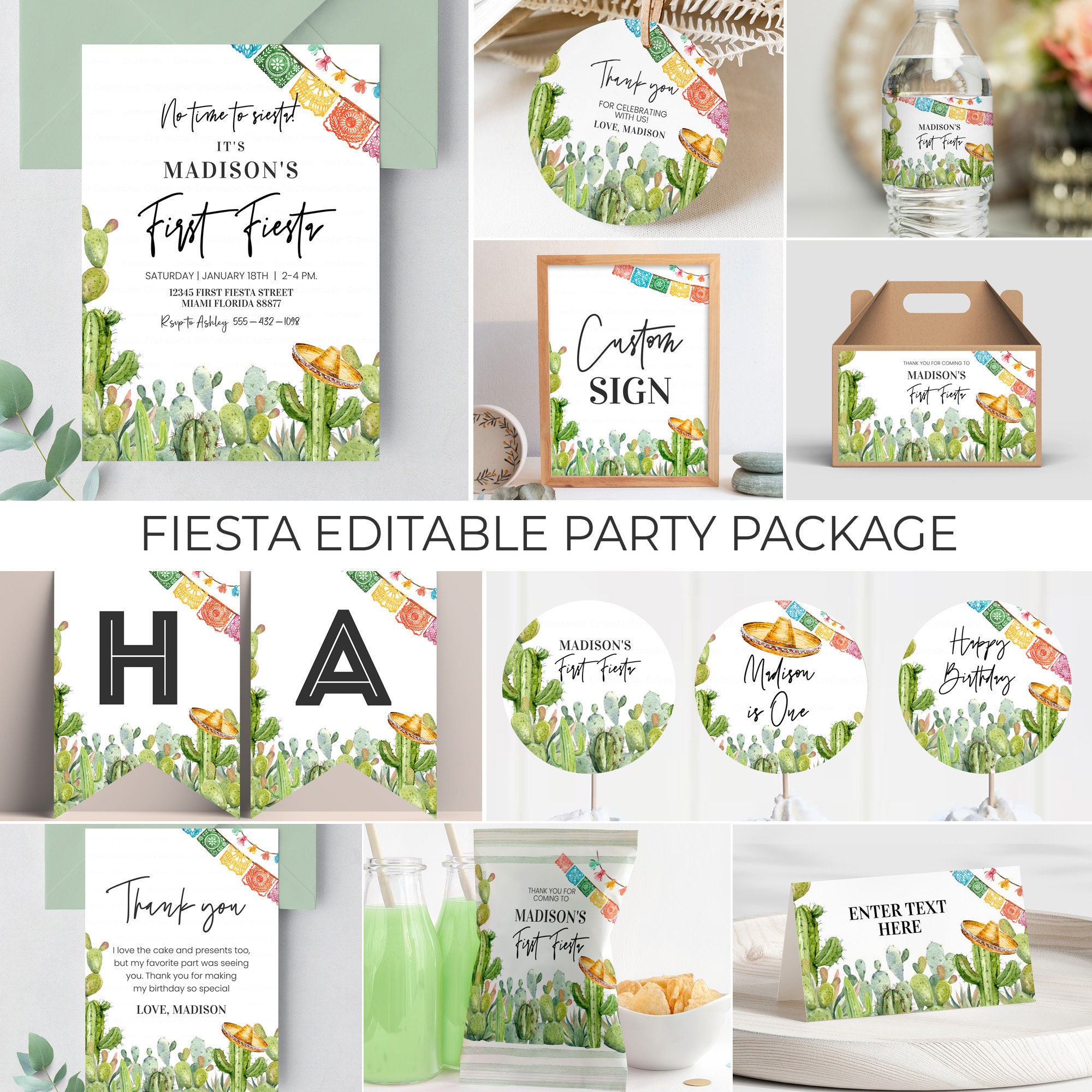 EDITABLE First Fiesta Birthday Milestone Poster Milestone Sign - Etsy