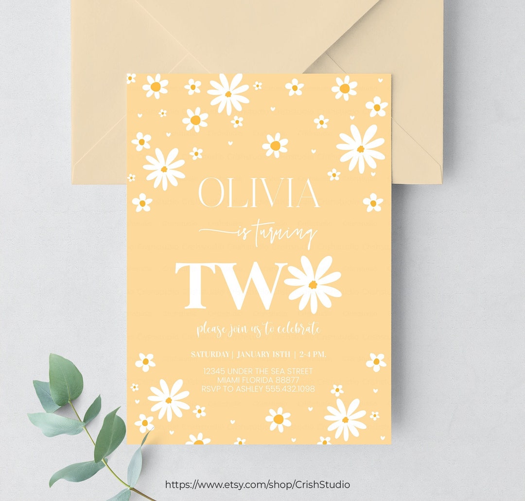 Daisy Birthday Invitation Editable Retro Daisy Boho Daisy 2nd Birthday ...