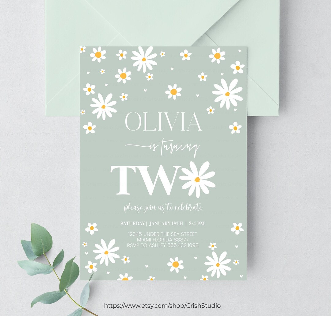 Daisy Birthday Invitation Editable Retro Daisy Boho Daisy 2nd Birthday ...