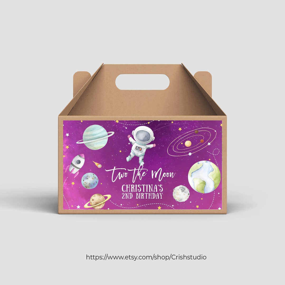 Two the Moon Box Label Birthday Girl Editable Two the Moon Birthday ...