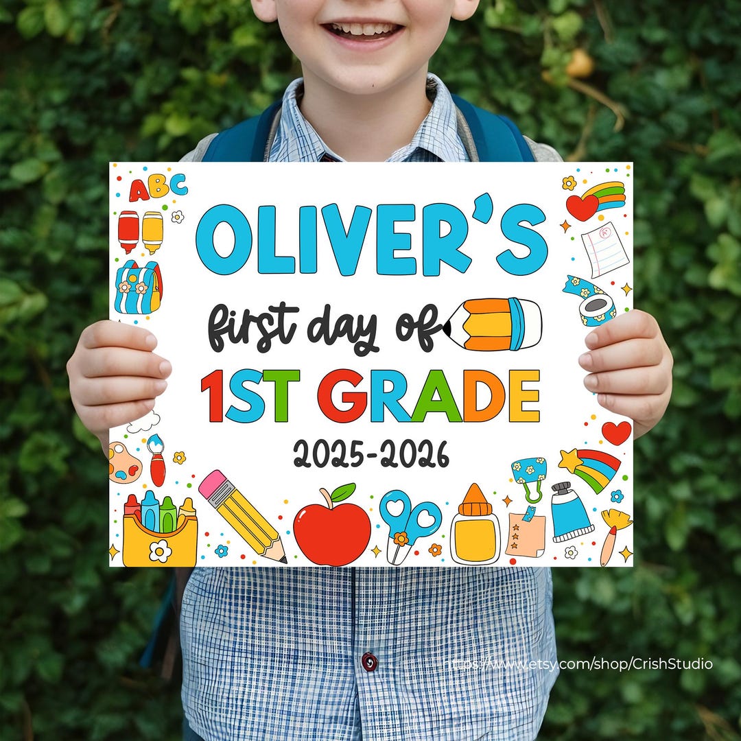 First Day of School Sign First Day of 1st Grade Personalized Back to ...