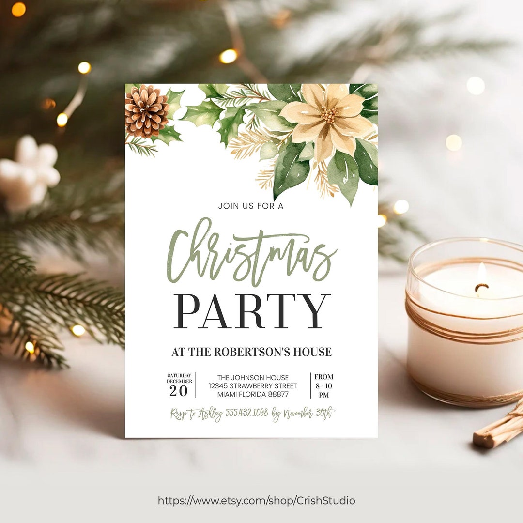 Editable Christmas Invitations, Christmas Party Invitation, Friends ...