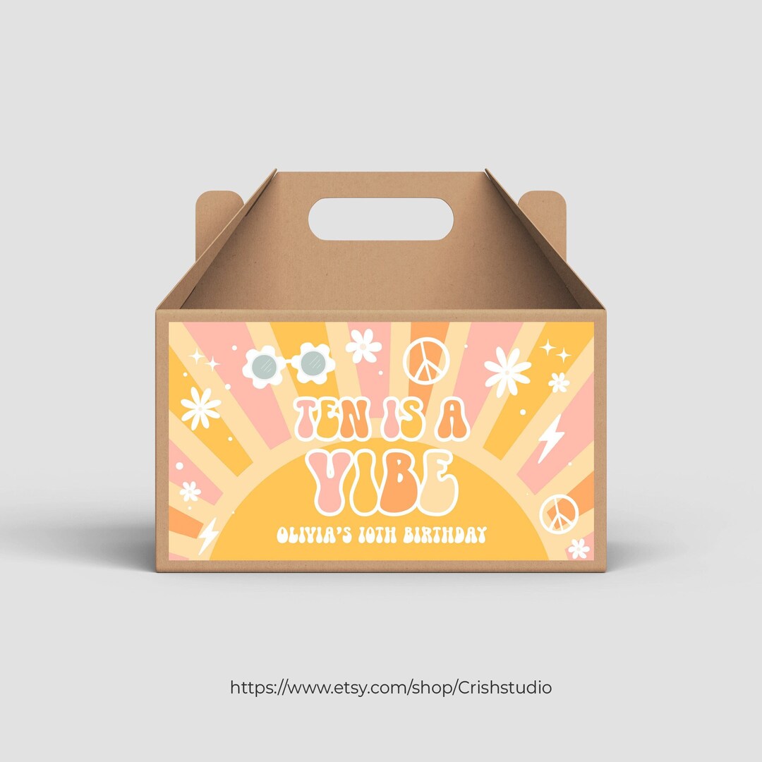 Groovy Box Label Two Groovy Editable Groovy One Birthday Five is a Vibe ...