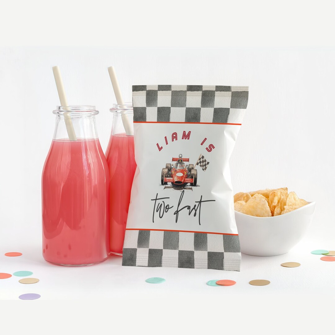 Editable TWO Fast Birthday Chip Bag Template Race Car 2nd Birthday ...