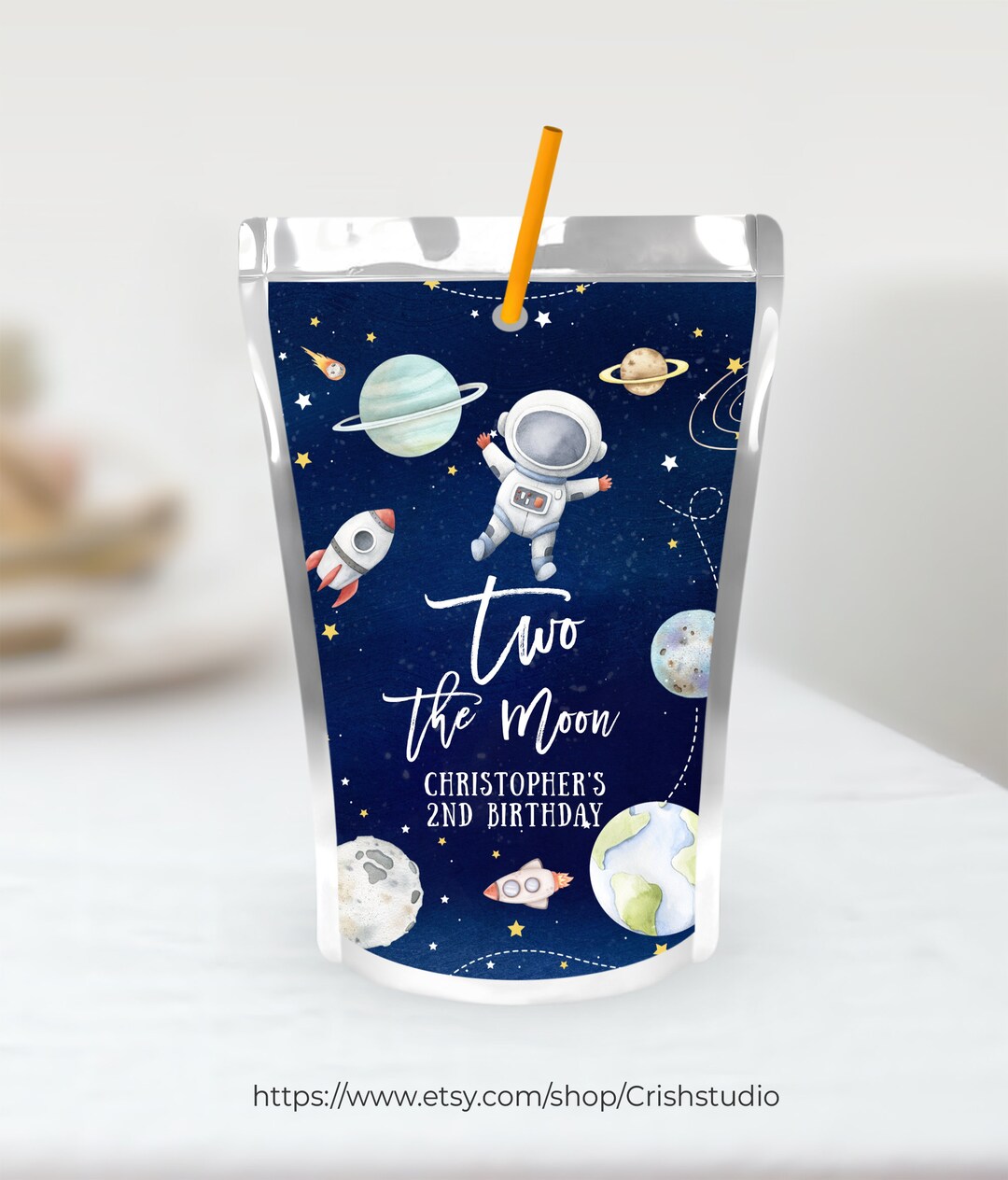 EDITABLE Two the Moon Juice Label Space Birthday Two the Moon Party ...