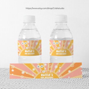 Editable Groovy Juice Label Daisy Rainbow Favor Drink Label TWO Groovy ...