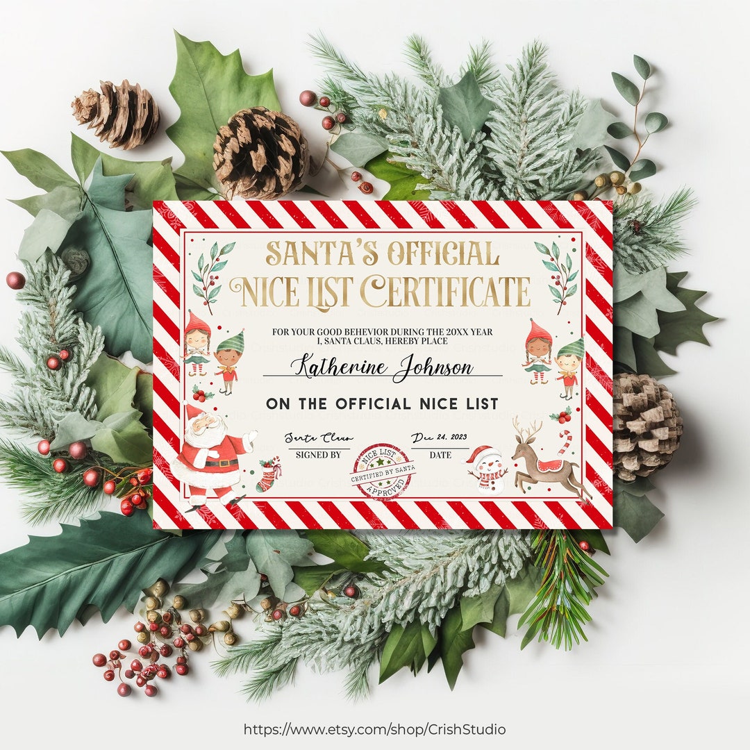 Santa Certificate Certificates Certificate Template Certificate ...