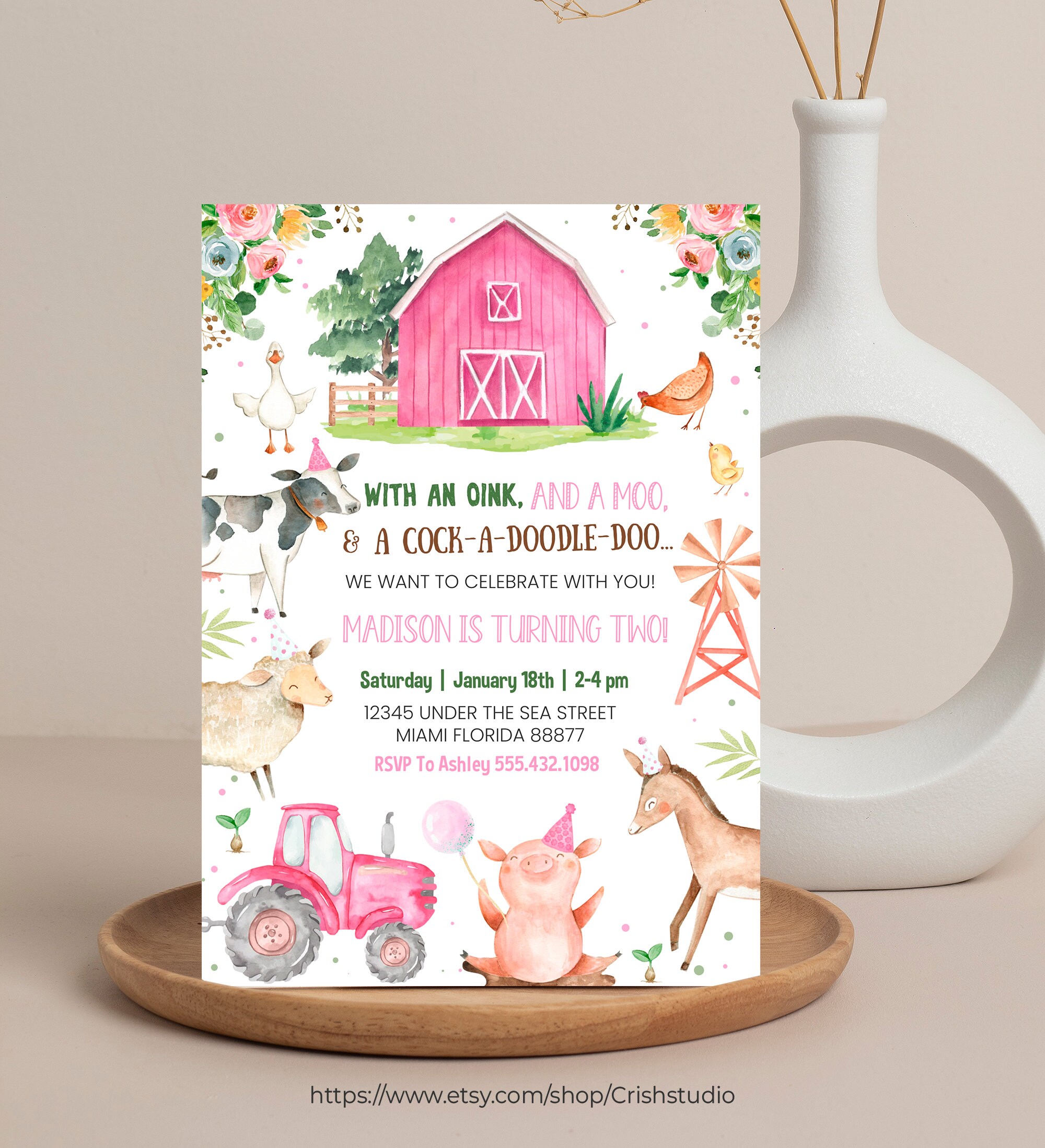 Editable Farm Birthday Invitation Girl Barn Party Digital - Etsy Australia